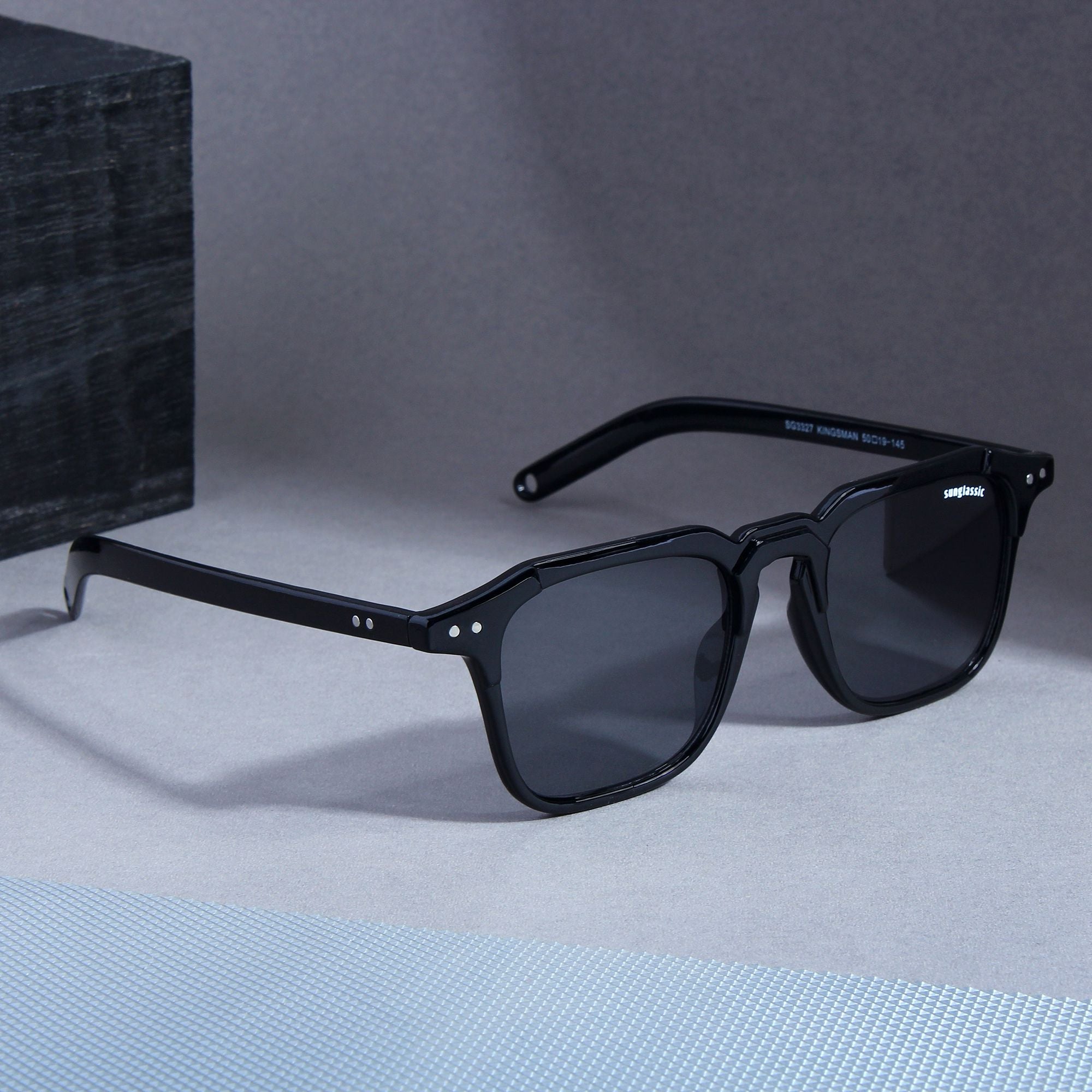 Buy Kingsman Full Black Square Sunglasses | Stylish Eye Protection ...