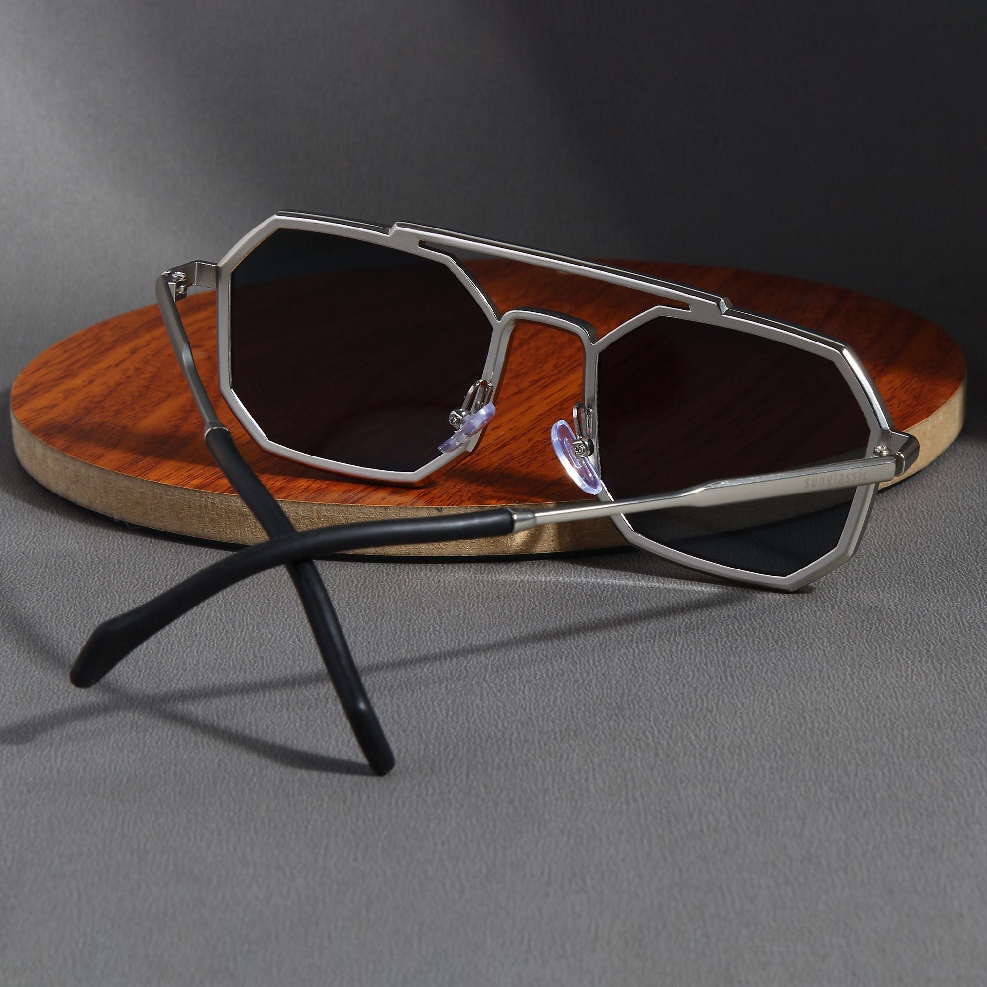 Buy Commando Silver Black Edition Octagon Sunglasses - Sleek Eye ...