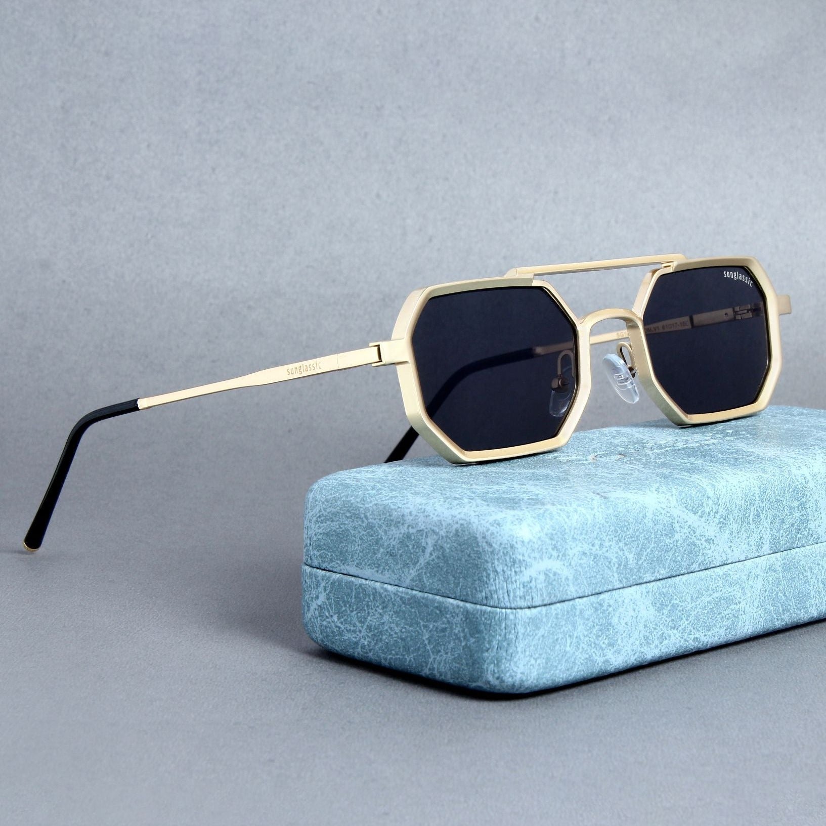 Commando V1 Rectangle Gold Black Sunglasses | Shop Sunglassic ...