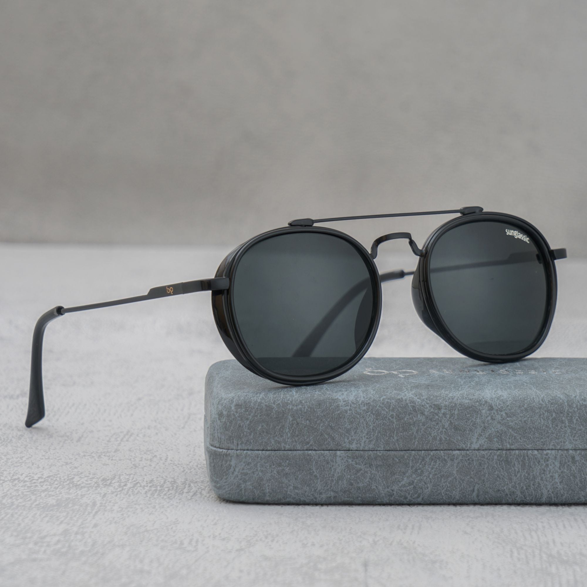 Buy Full Black Polarized SG4612 Metal Frame Round Sunglasses Online ...