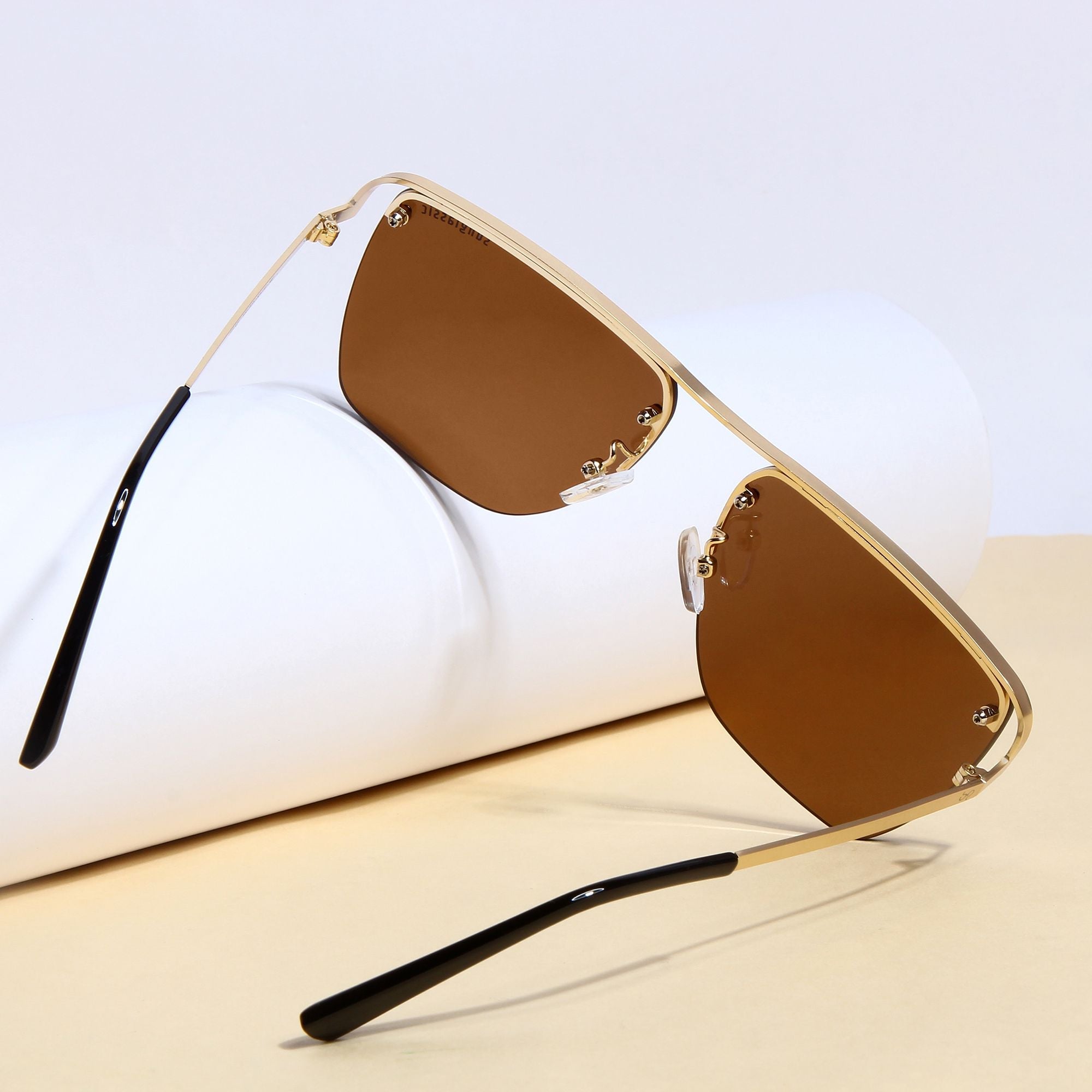 Heldish. Gold Brown Square Square Sunglasses – Sunglassic.in