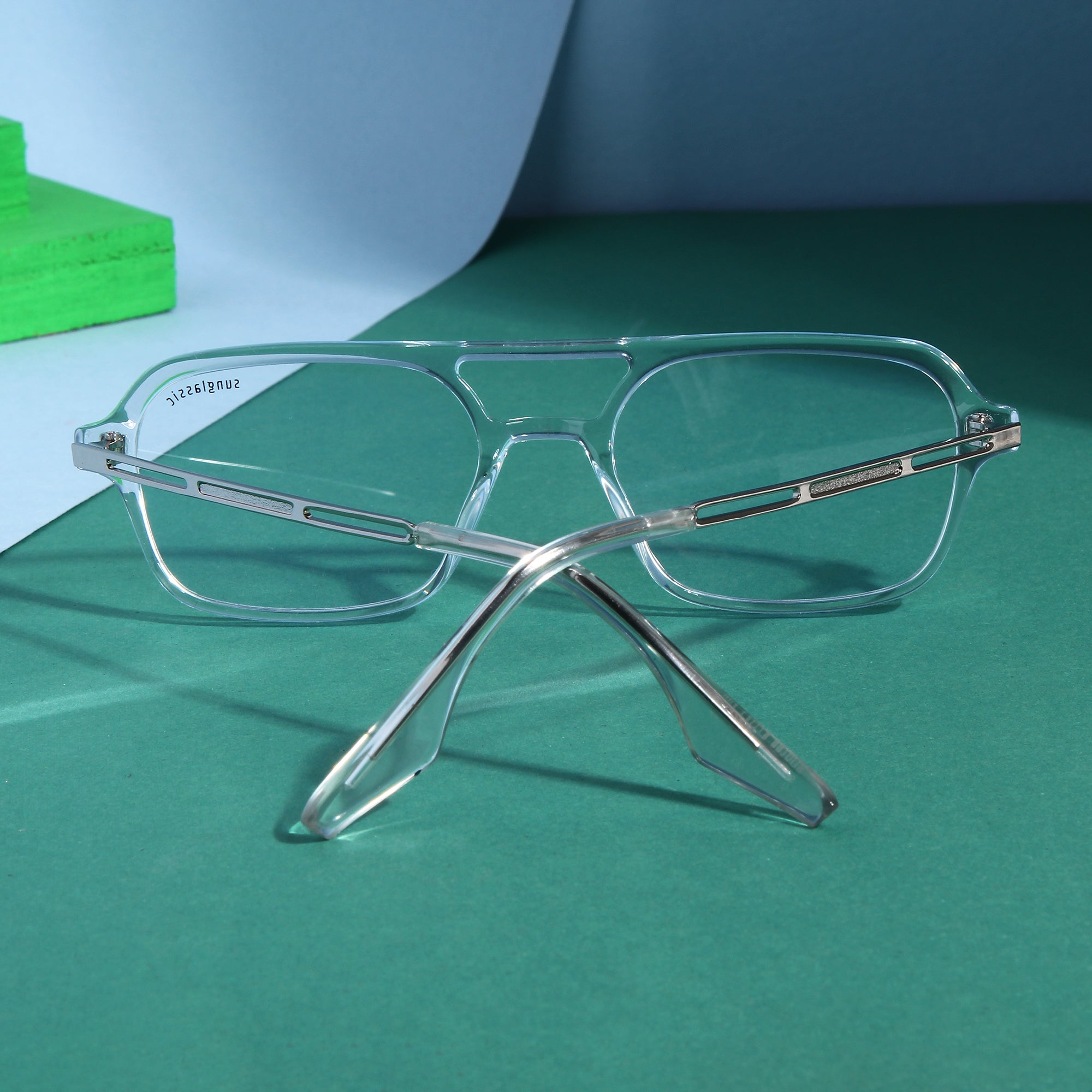 Buy Colton Edition Silver Transparent Rectangle Sunglasses Online ...