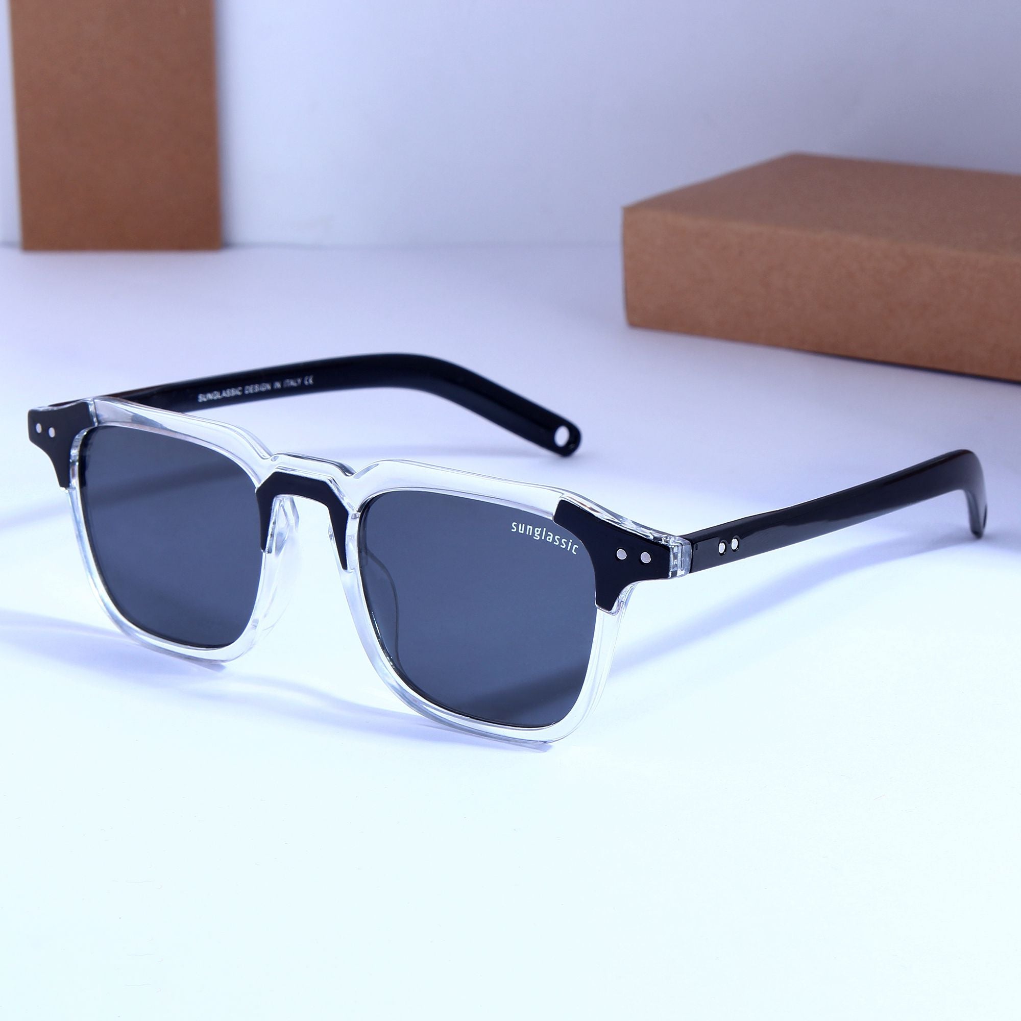 Buy Kingsman Clear Black Square Sunglasses | Stylish Eye Protection ...