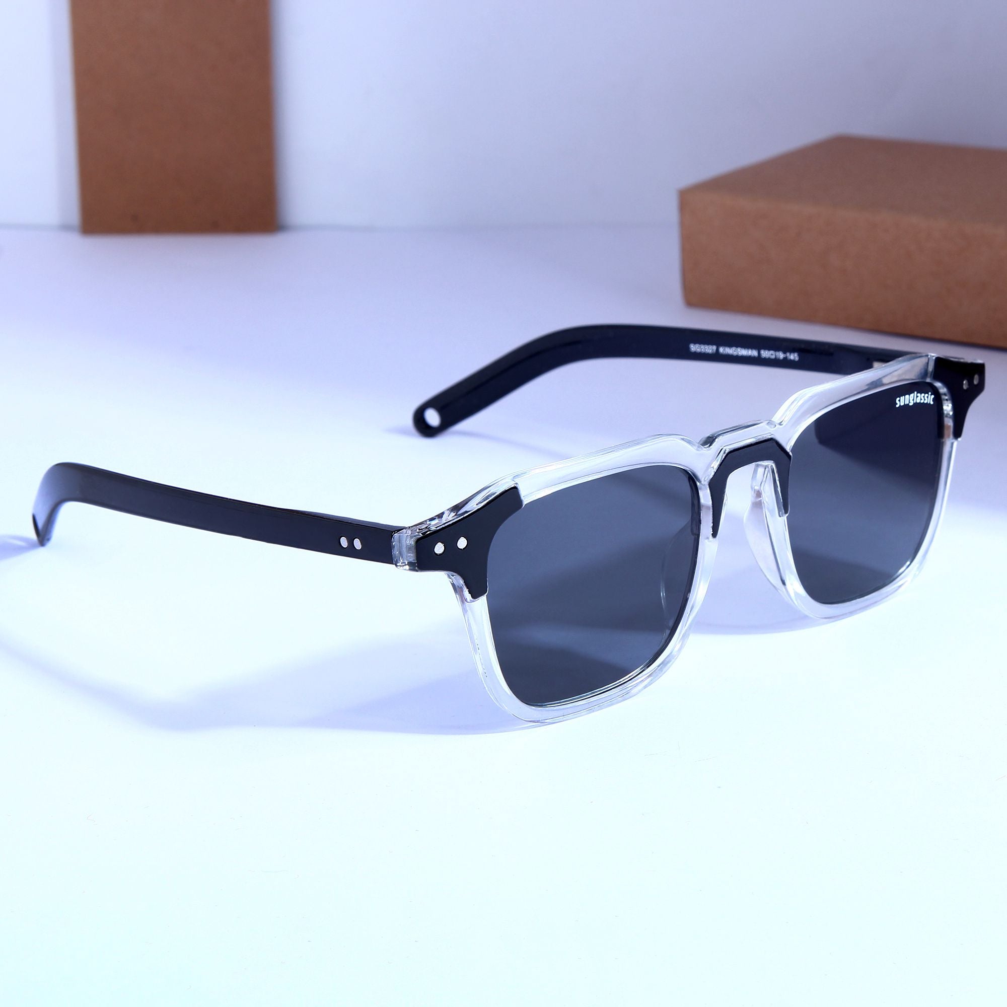 Buy Kingsman Clear Black Square Sunglasses | Stylish Eye Protection ...