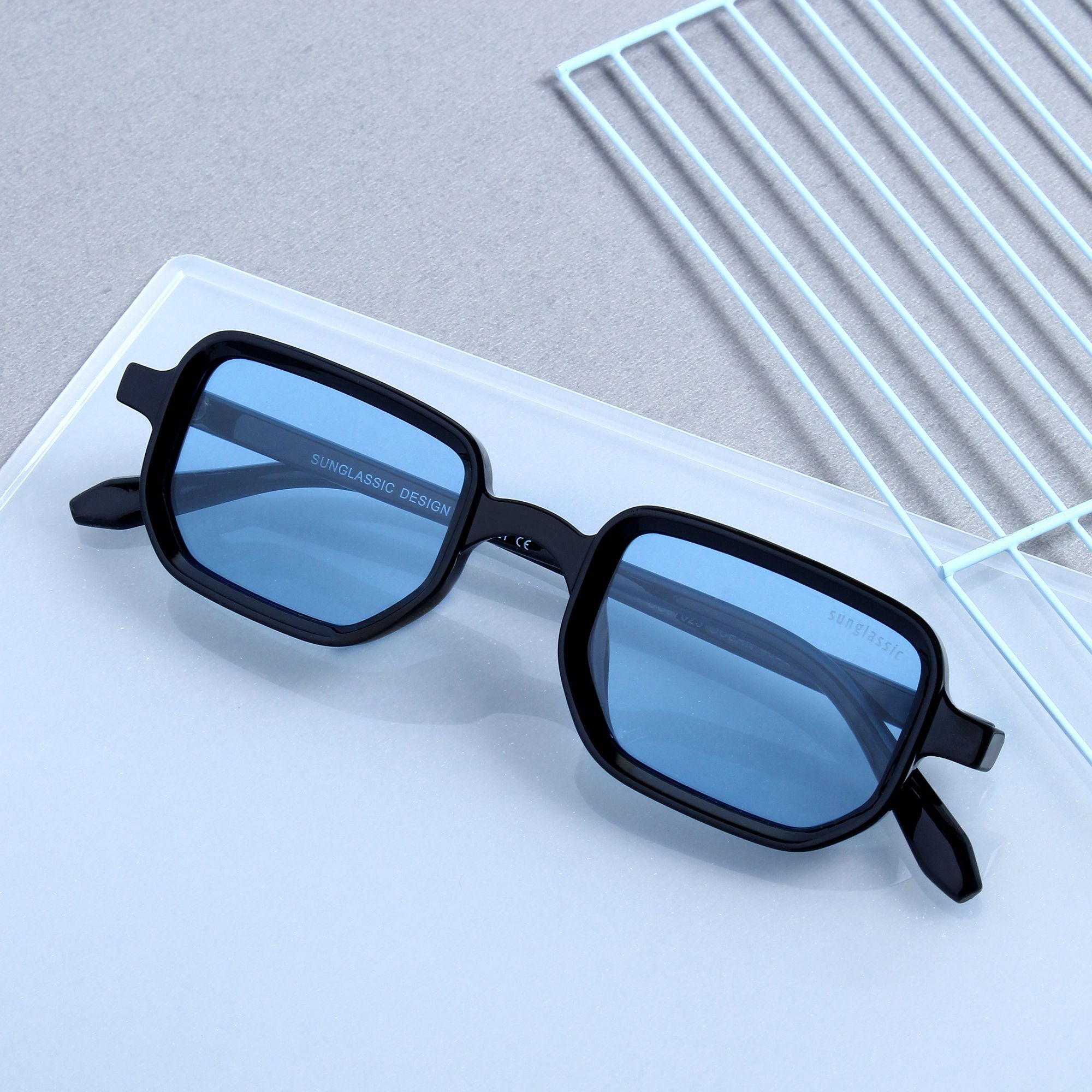 Buy Ocean Black Blue Polarized Rectangle Sunglasses | Stylish Eye ...